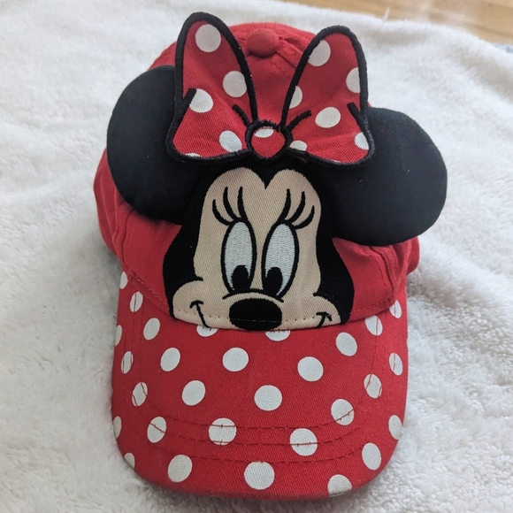 Disney | Accessories | Minnie Mouse Baseball Hat Redwhite Polkadot W ...